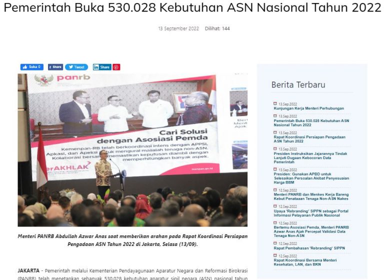 Ini Rincian Kebutuhan Formasi Pppk Tahun 2022 Latihancat Com